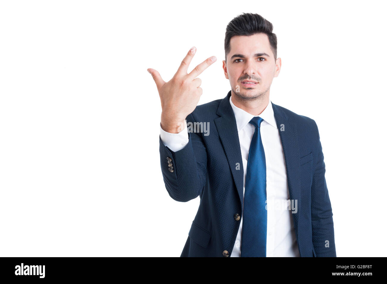 Businessman showing three fingers hi-res stock photography and images ...
