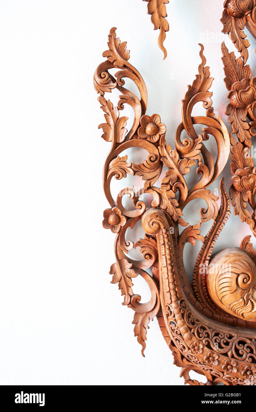 Carved flower line thai with soft light Stock Photo - Alamy