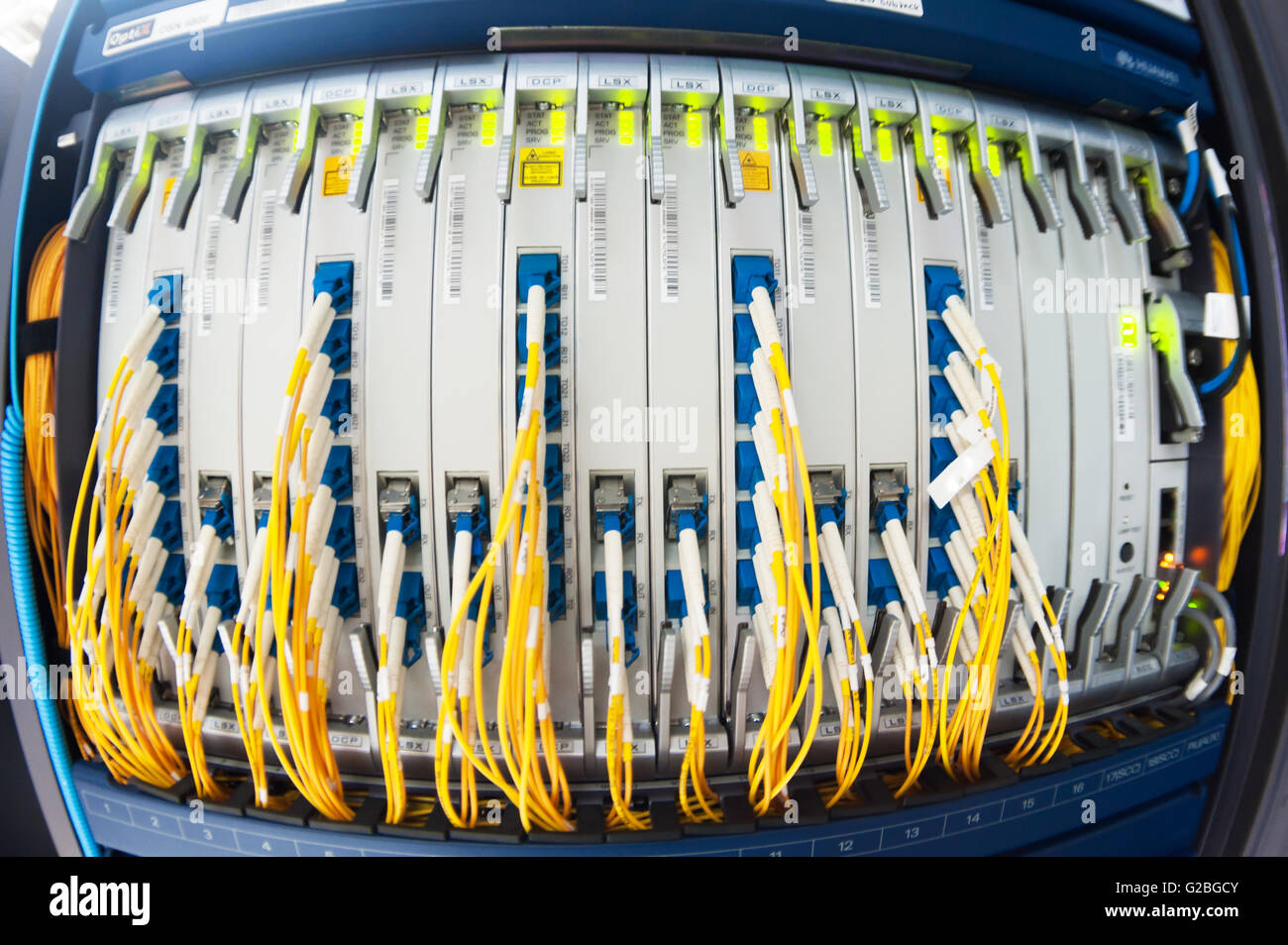 fiber optic with servers in a technology data center Stock Photo - Alamy