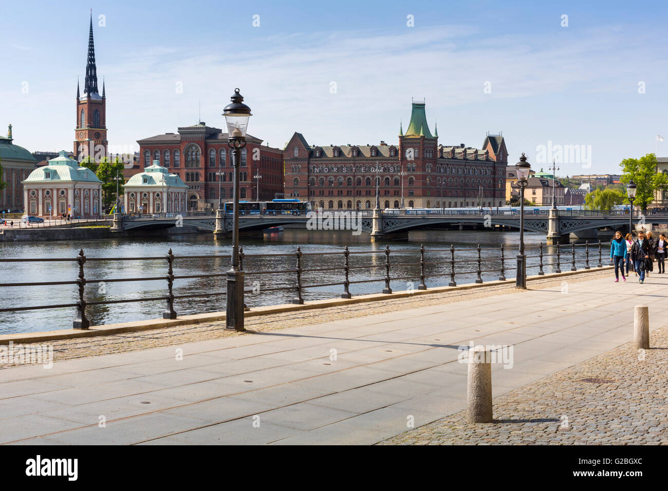 Scenic panorama of the Old Town (Gamla Stan) pier architecture in ...
