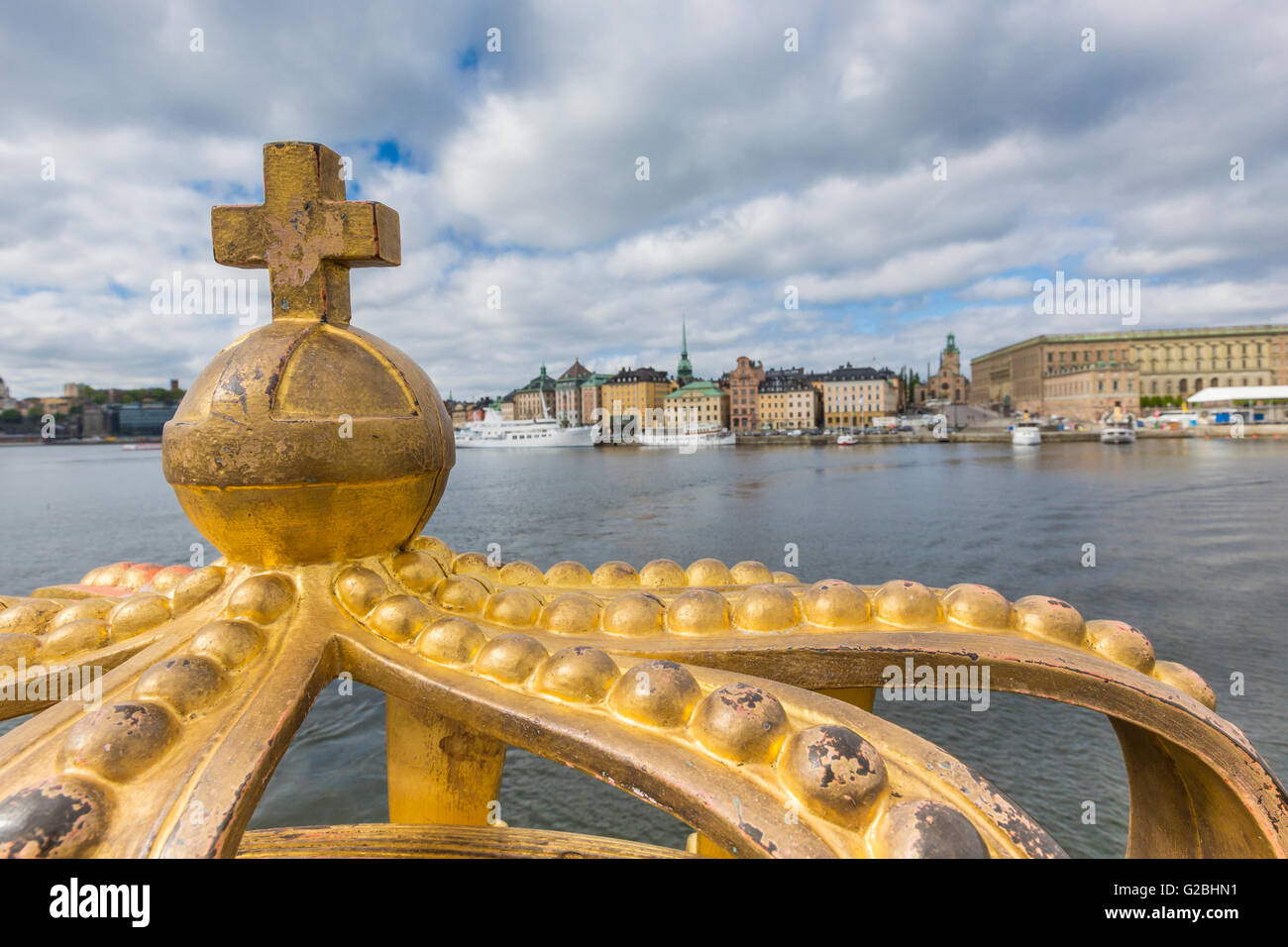 Skeppsholmsbron (Skeppsholm Bridge) With Its Famous Golden Crown In ...