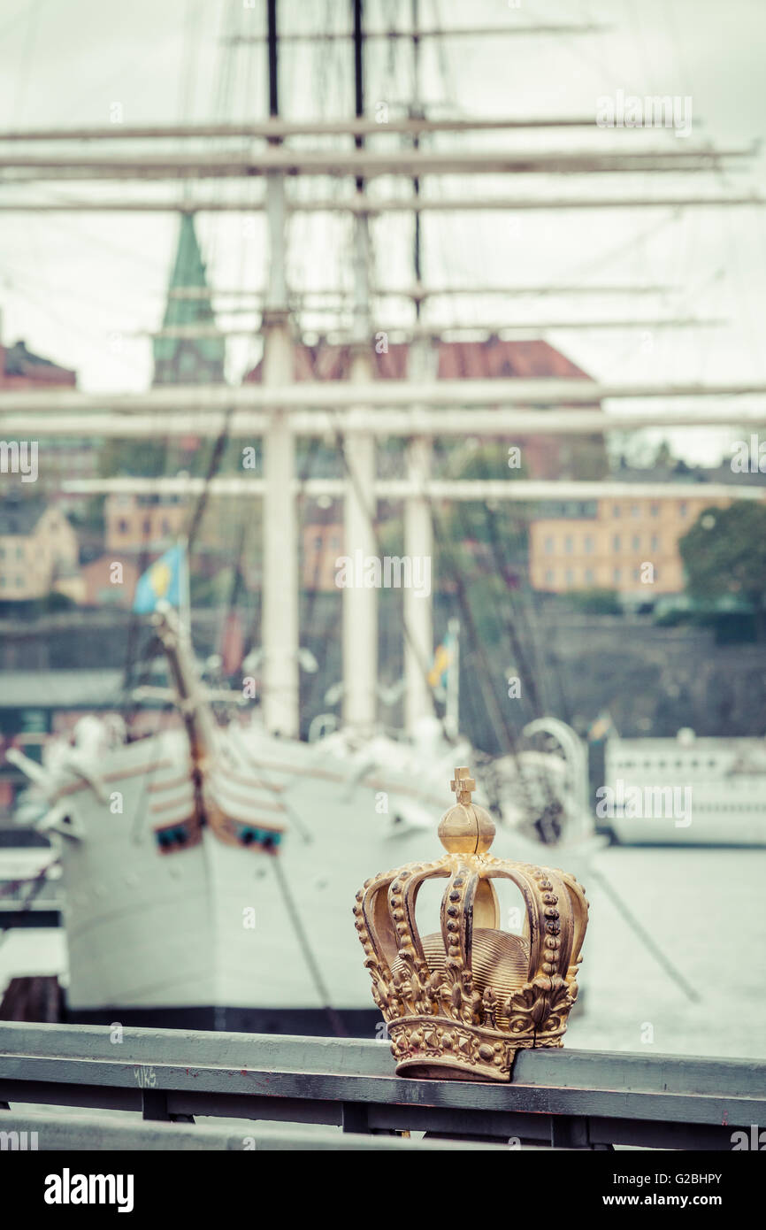 Skeppsholmsbron (Skeppsholm Bridge) With Its Famous Golden Crown In ...
