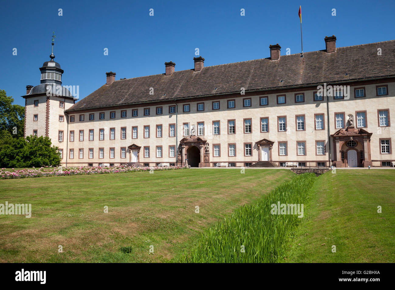 Schloss Corvey Castle and Abbey of Corvey, Höxter, Weser Uplands, North ...