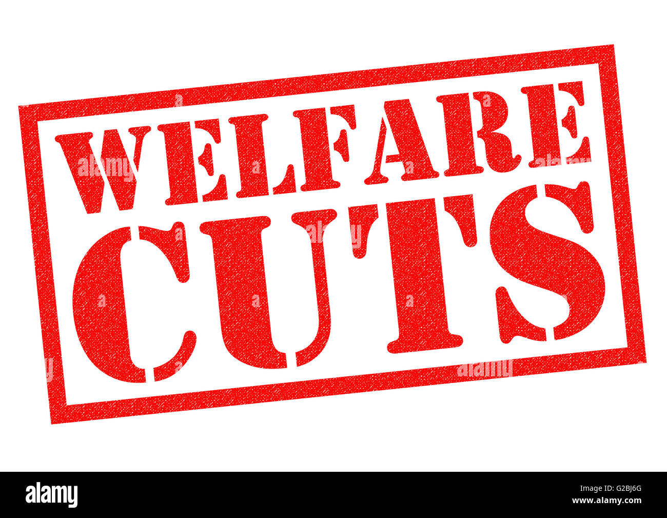 WELFARE CUTS red Rubber Stamp over a white background Stock Photo - Alamy
