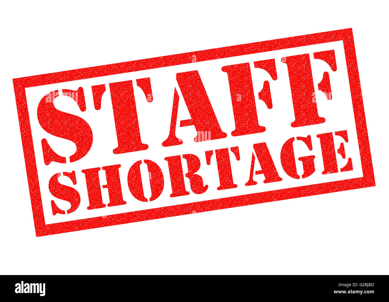 STAFF SHORTAGE red Rubber Stamp over a white background Stock Photo - Alamy