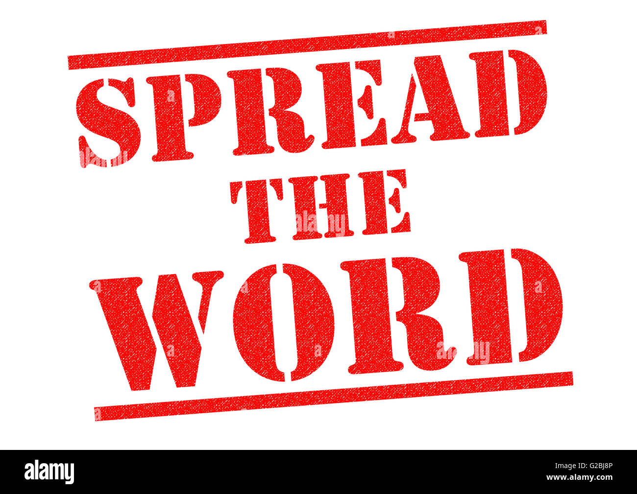 SPREAD THE WORD red Rubber Stamp over a white background Stock Photo ...