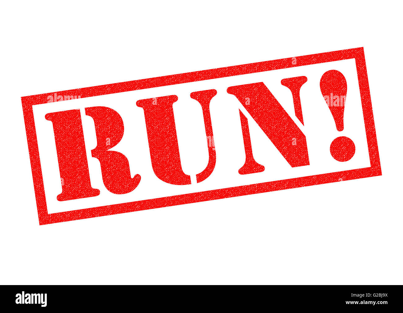 RUN! red Rubber Stamp over a white background Stock Photo - Alamy