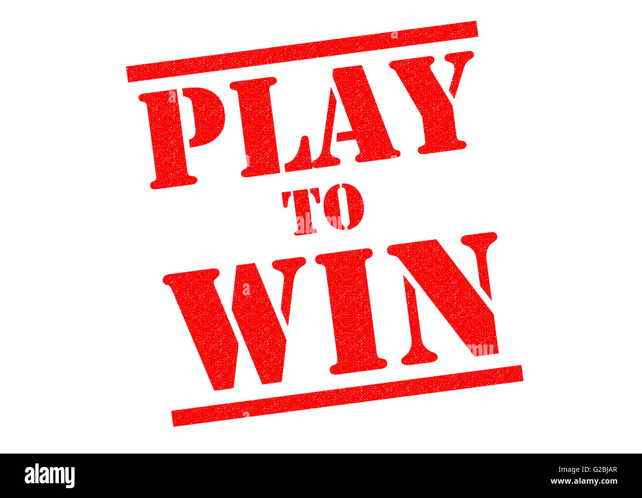 PLAY TO WIN red Rubber Stamp over a white background Stock Photo - Alamy