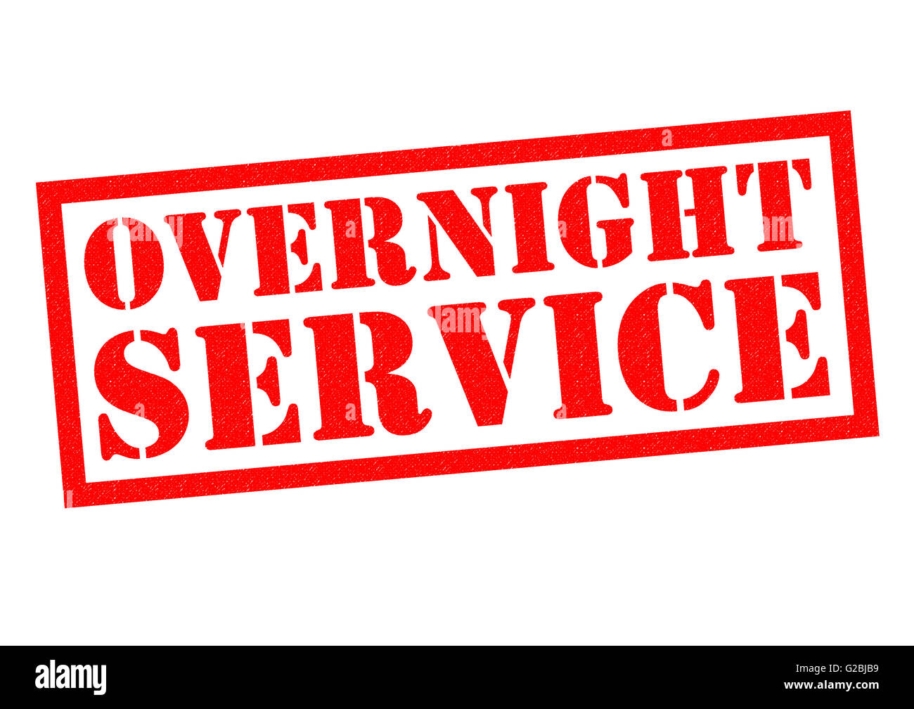OVERNIGHT SERVICE red Rubber Stamp over a white background Stock Photo ...