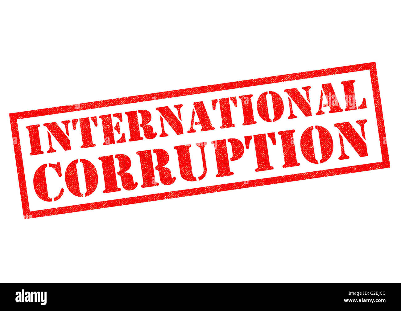 INTERNATIONAL CORRUPTION red Rubber Stamp over a white background Stock ...