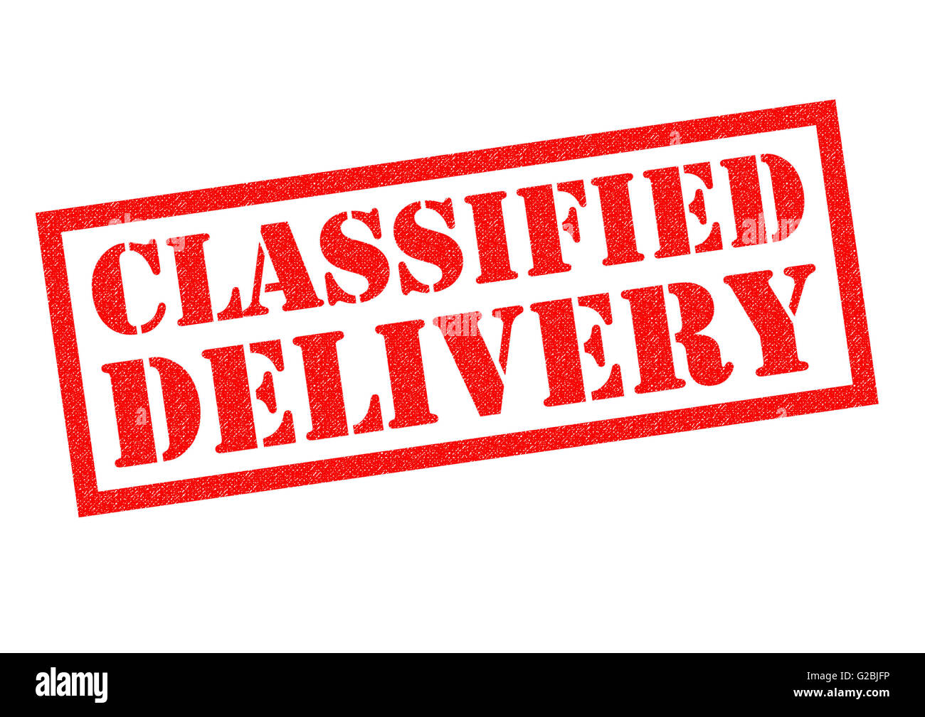 CLASSIFIED DELIVERY red Rubber Stamp over a white background Stock ...
