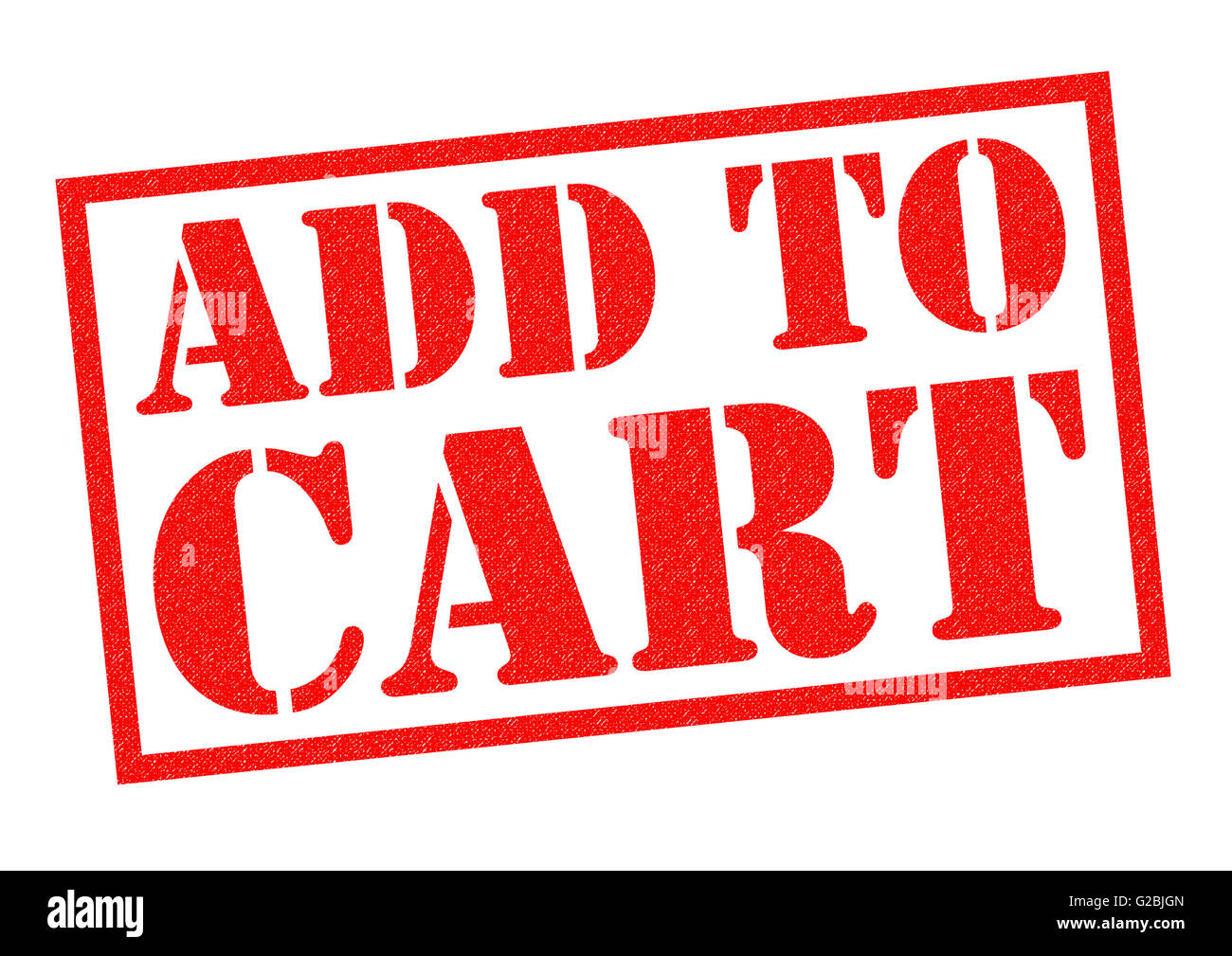 ADD TO CART red Rubber Stamp over a white background Stock Photo - Alamy
