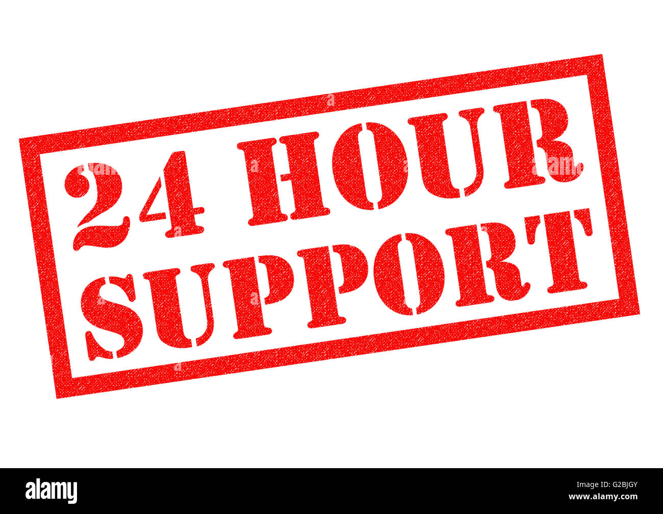 24 HOUR SUPPORT red Rubber Stamp over a white background Stock Photo ...