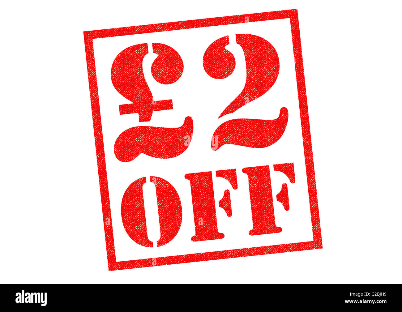 £2 OFF red Rubber Stamp over a white background Stock Photo - Alamy