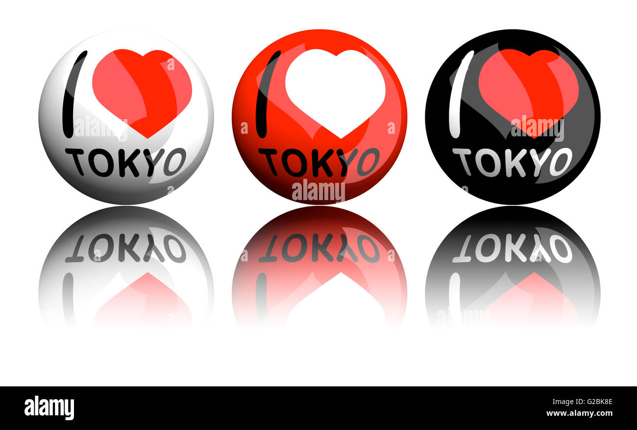 3D rendering sphere of I love Tokyo Stock Photo - Alamy