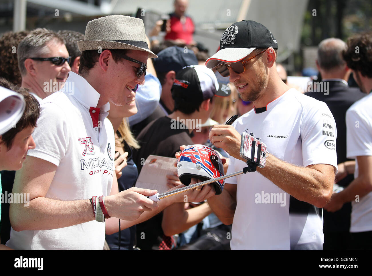 Mclaren's Jenson Button at the Circuit de Monaco, Monaco Stock Photo ...