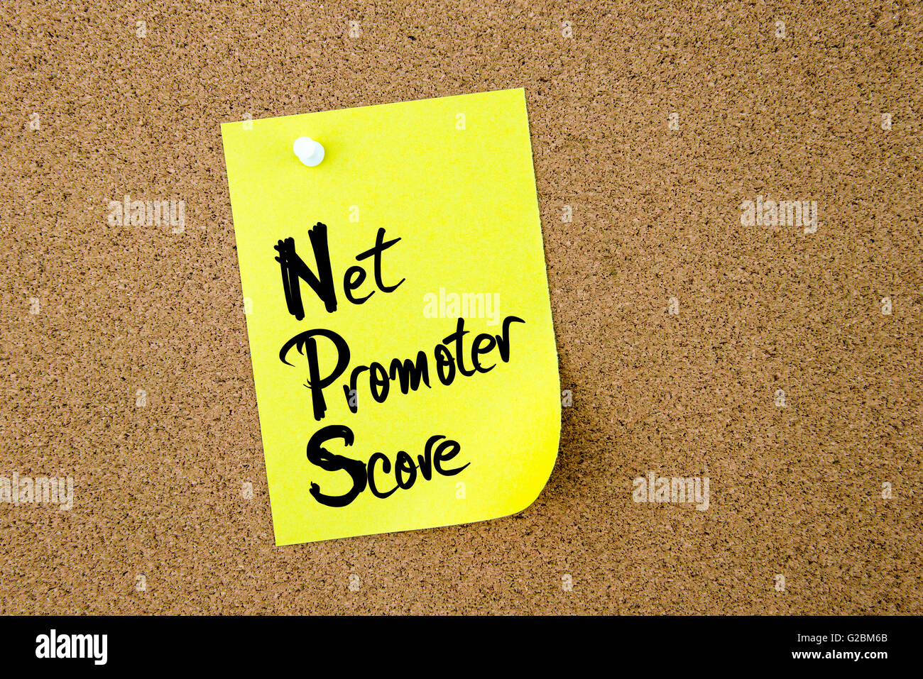 Business Acronym NPS Net Promoter Score written on yellow paper note ...