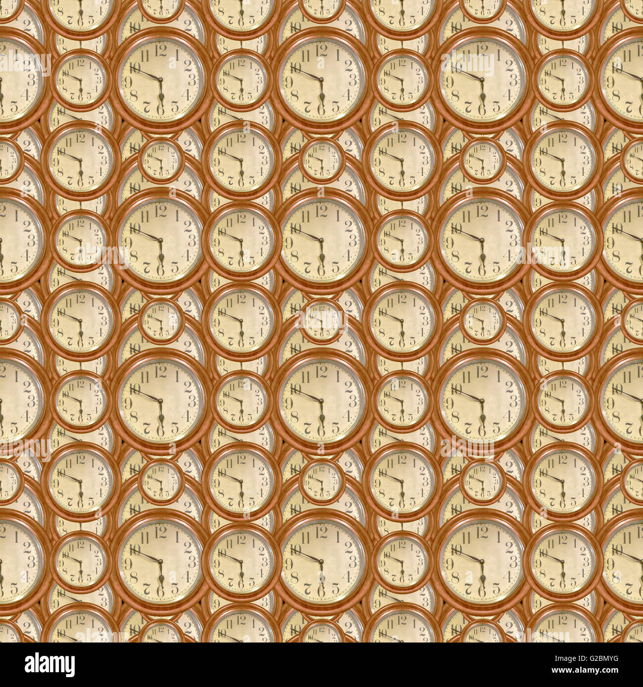 Conversational seamless pattern design with old vintage clocks motif in ...