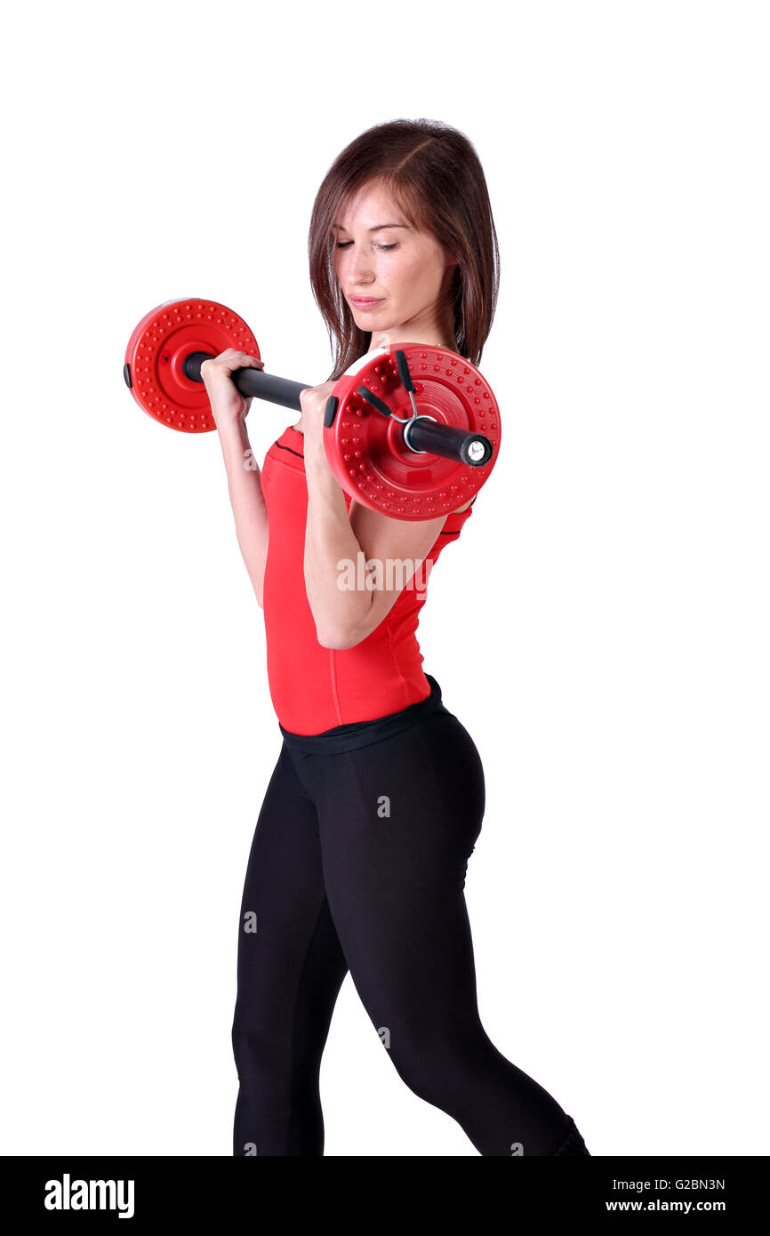 girl exercise with weights Stock Photo - Alamy