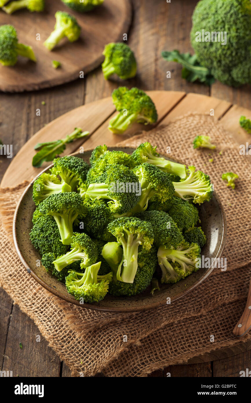 Healthy Green Organic Raw Broccoli Florets Ready for Cooking Stock ...