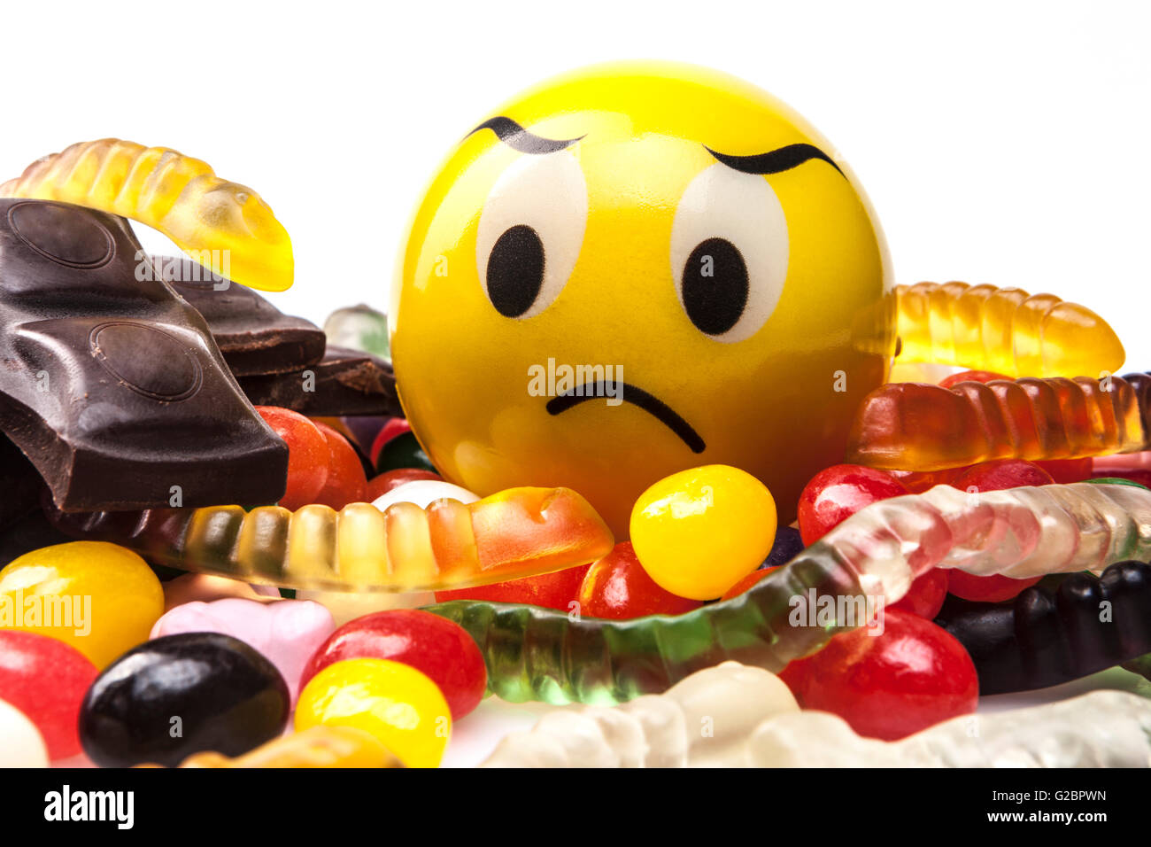 Sweets and emoticon isolated on white background Stock Photo - Alamy