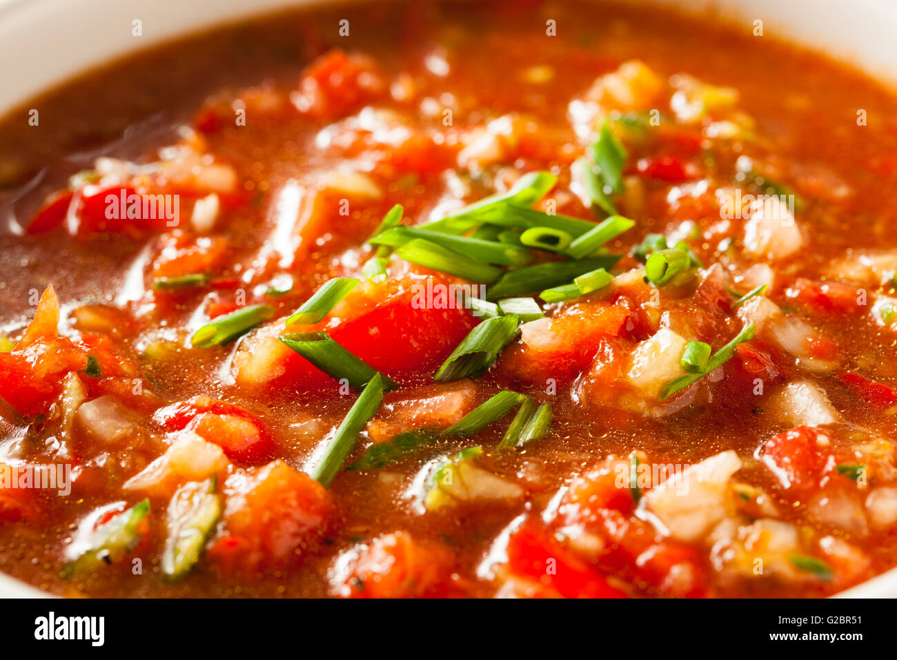 Spicy Homemade Gazpacho Soup Ready to Eat Stock Photo - Alamy