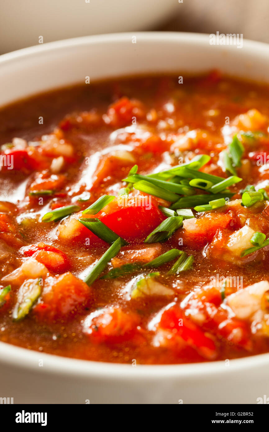 Spicy Homemade Gazpacho Soup Ready to Eat Stock Photo - Alamy