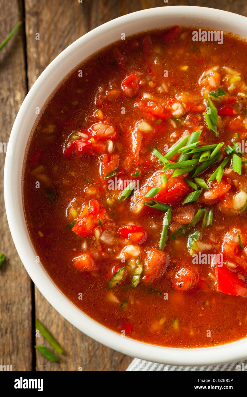 Spicy Homemade Gazpacho Soup Ready to Eat Stock Photo - Alamy