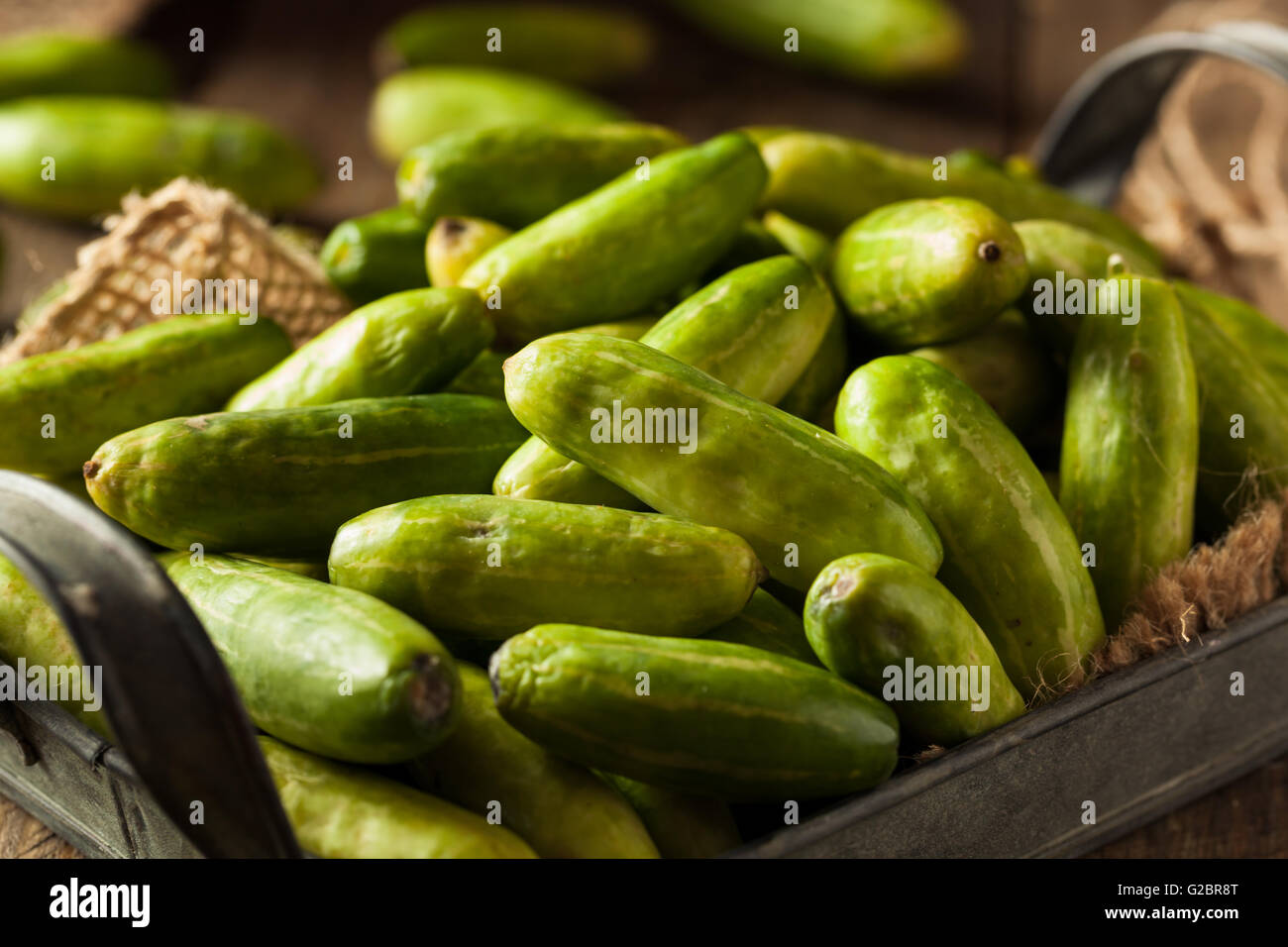 Raw Green Organic Tindora in a Basket Stock Photo - Alamy