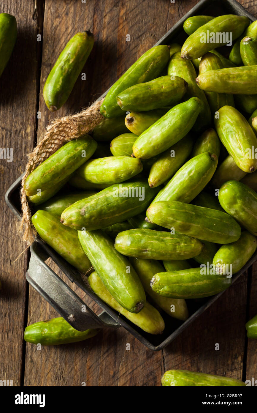 Raw Green Organic Tindora in a Basket Stock Photo - Alamy
