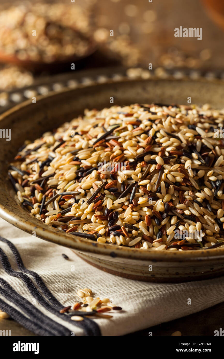 Raw Dry Organic Wild Rice in a Bowl Stock Photo - Alamy