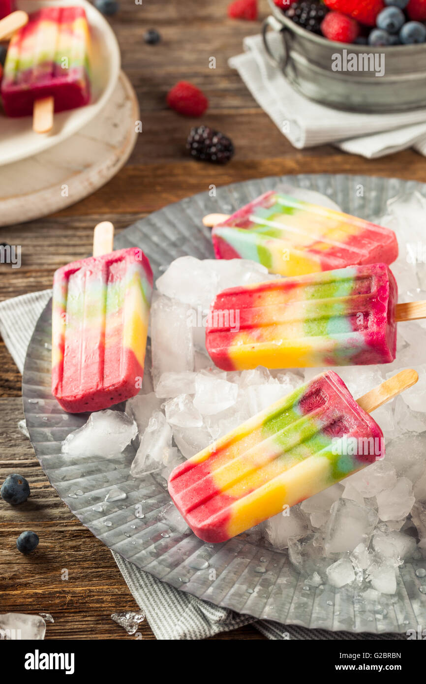Healthy Homemade Rainbow Popsicles with Assorted Fruits Stock Photo - Alamy