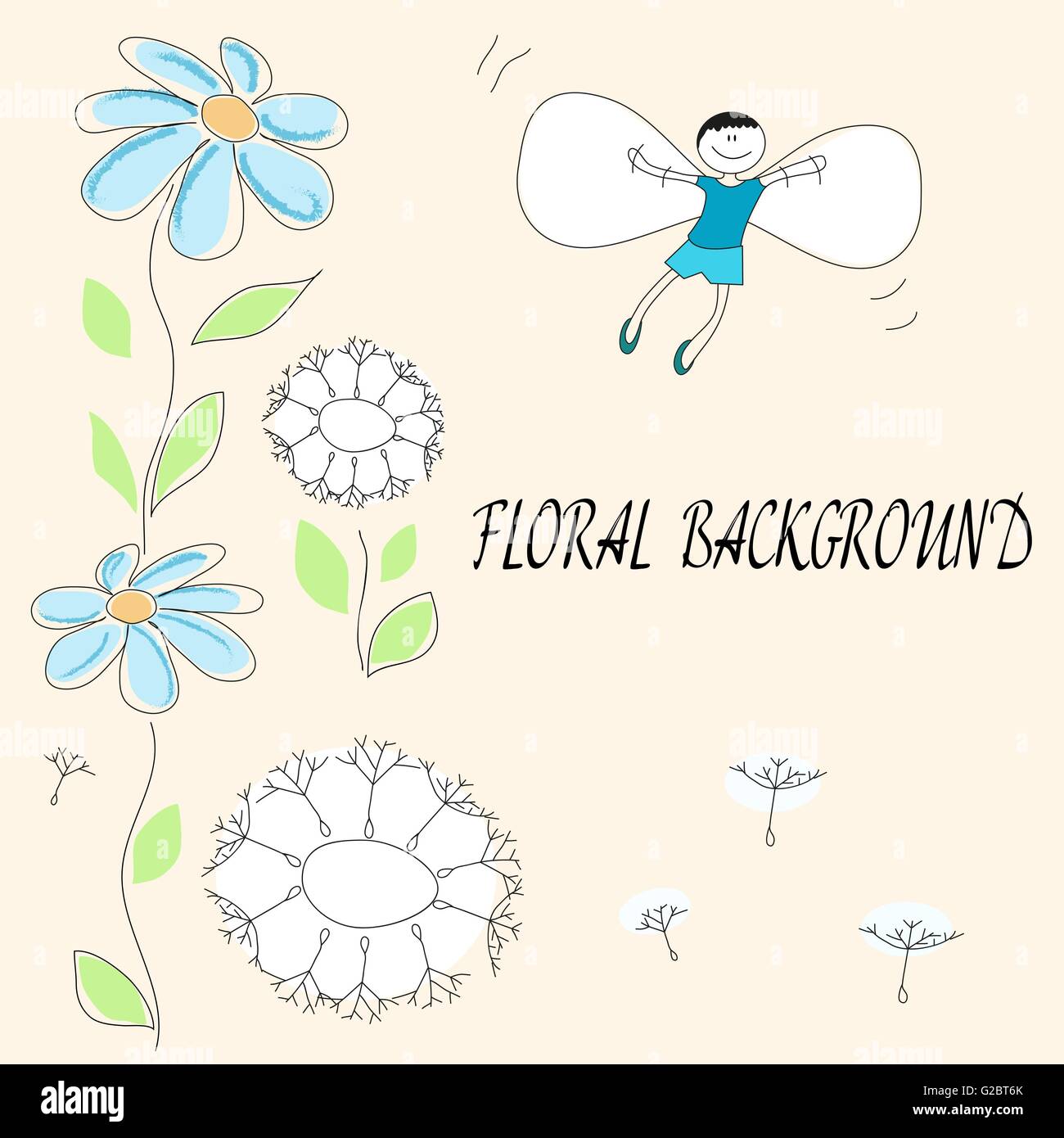 drawing of flowers and flying baby Stock Vector Image & Art - Alamy