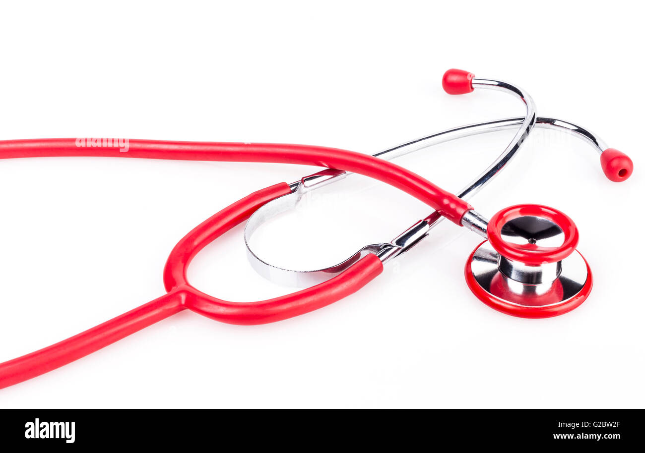 Red Stethoscope Close-up Isolated On White Background Stock Photo - Alamy