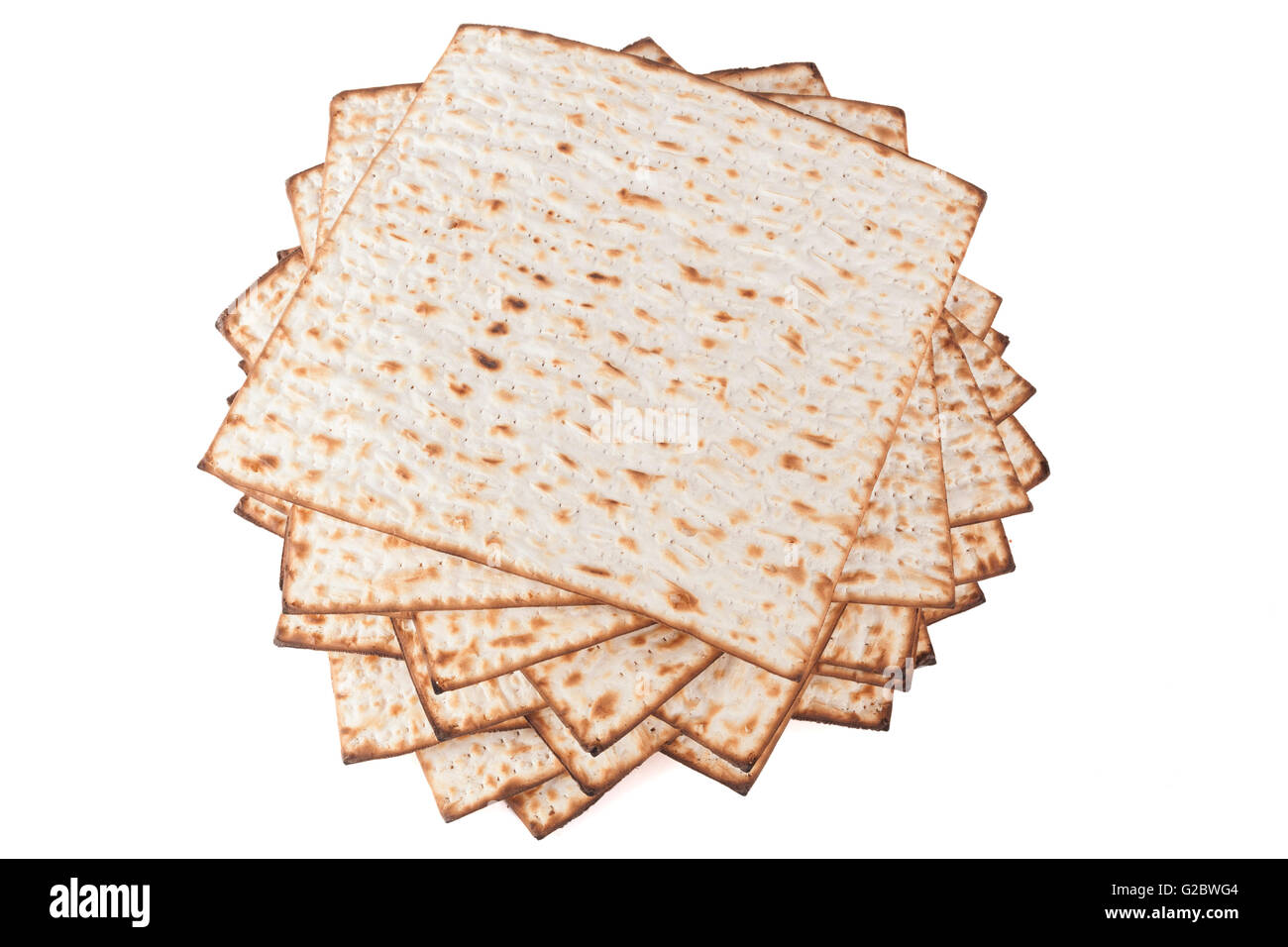 Matzot for pesach pile isolated on white background Stock Photo - Alamy