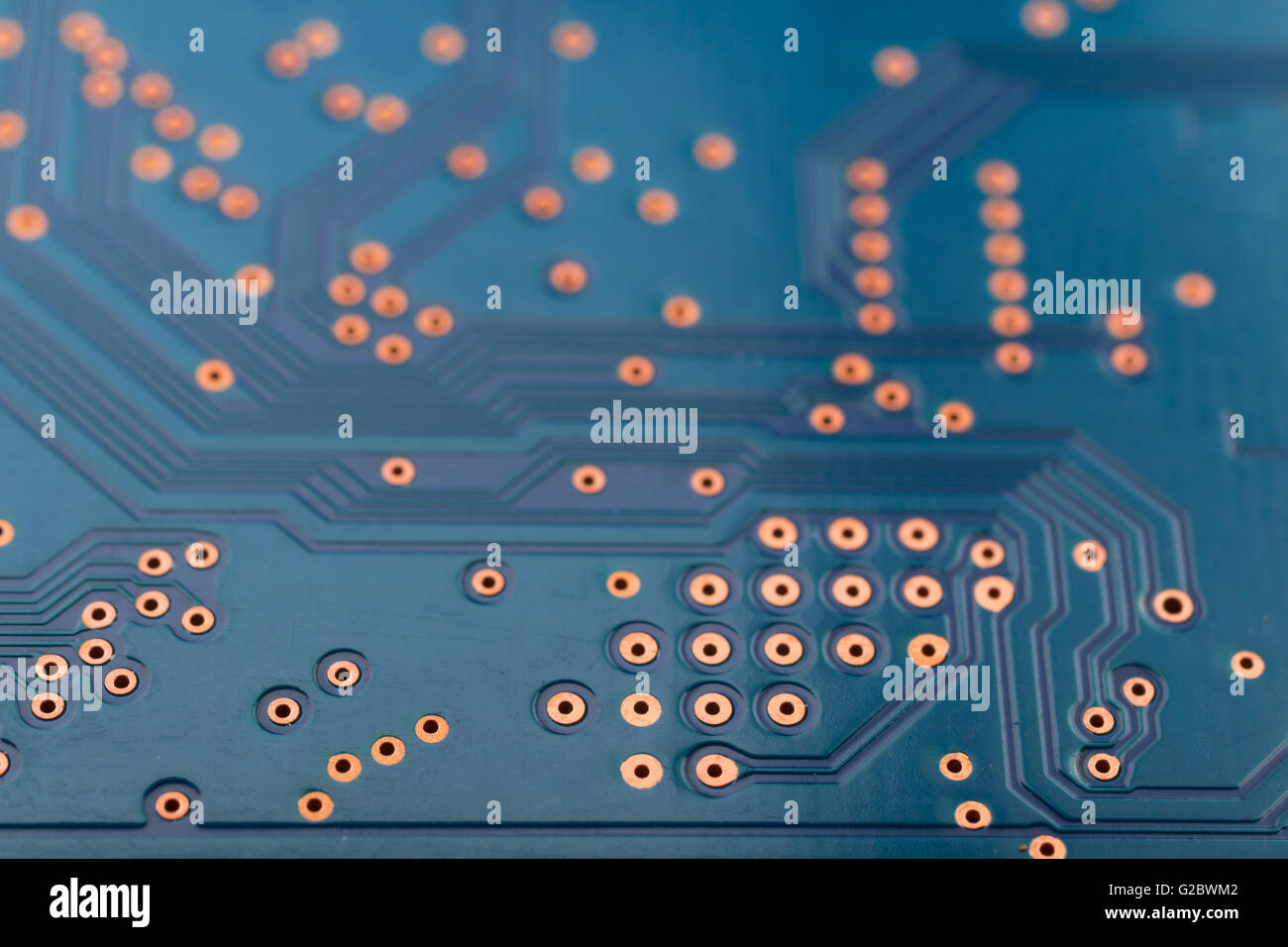 Geometry electronics, closeup of the blue circuit board, as a ...