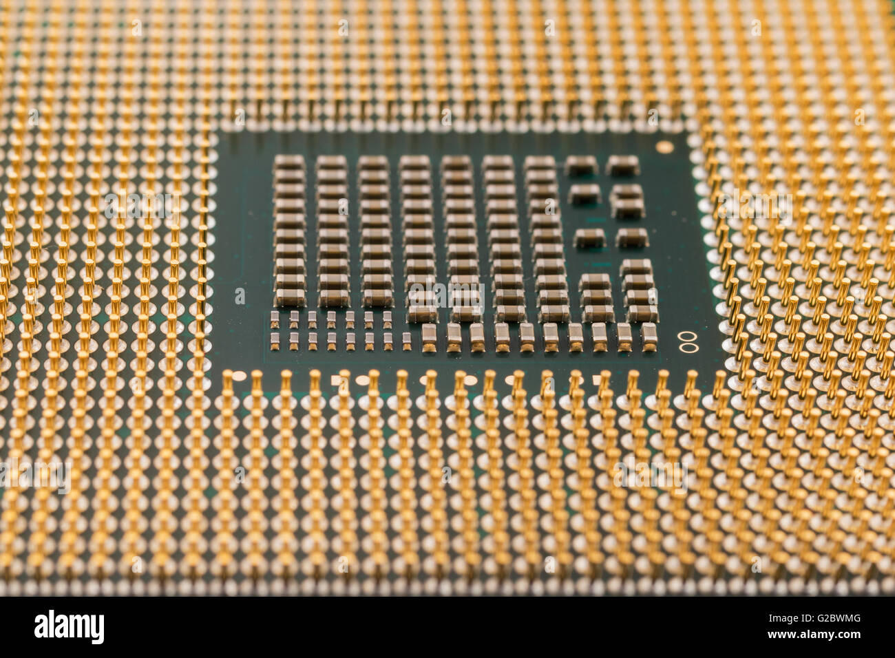 Geometry electronics, closeup of CPU Processor Chip, view from the ...