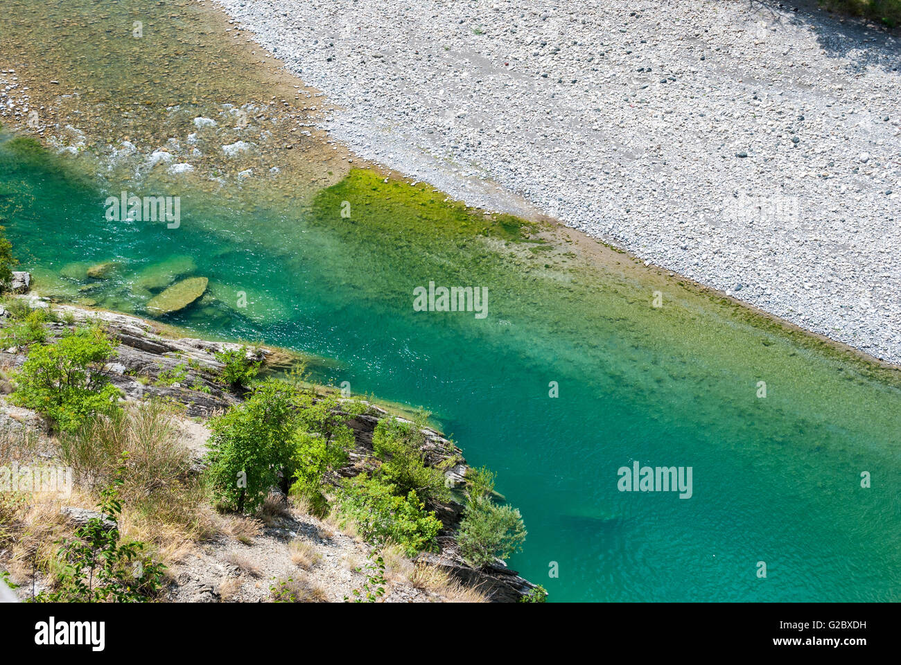 Top view of the river Trebbia during the summer Stock Photo - Alamy