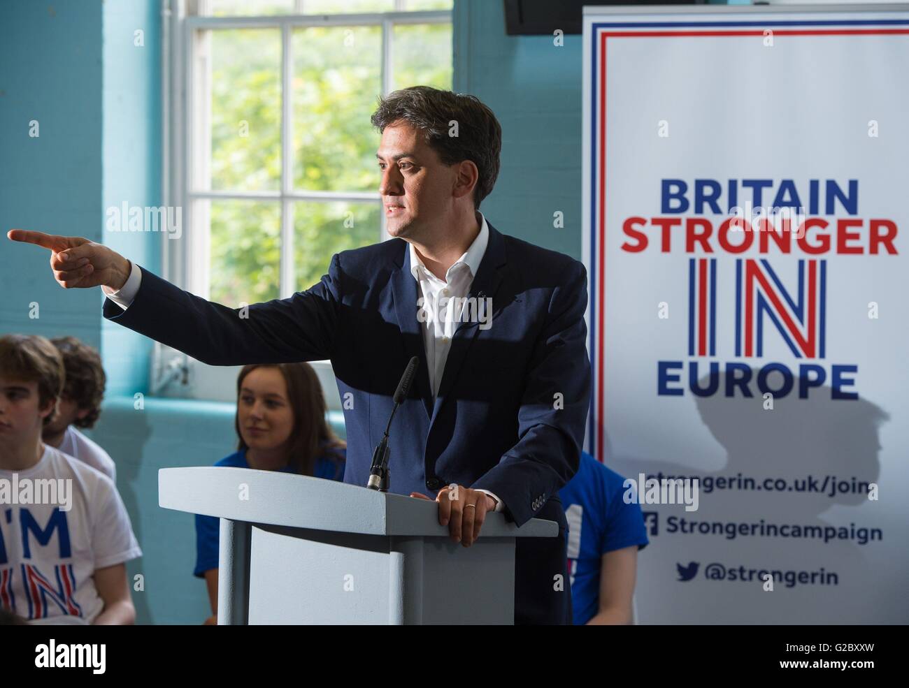 Former Labour Leader Ed Miliband hosts a question and answer session ...