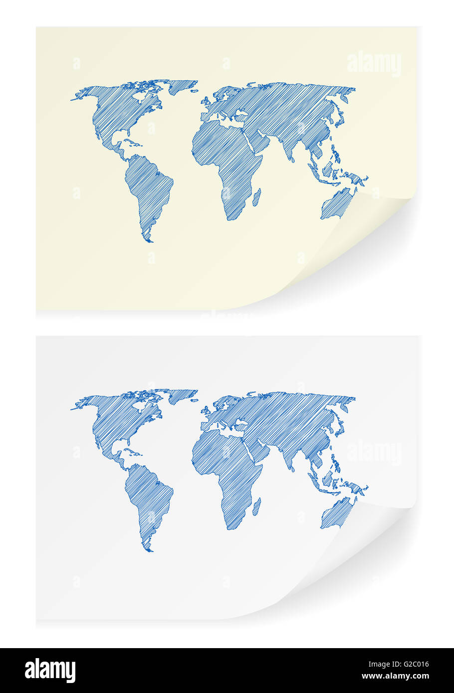 Scribble world map on a white background Stock Photo - Alamy