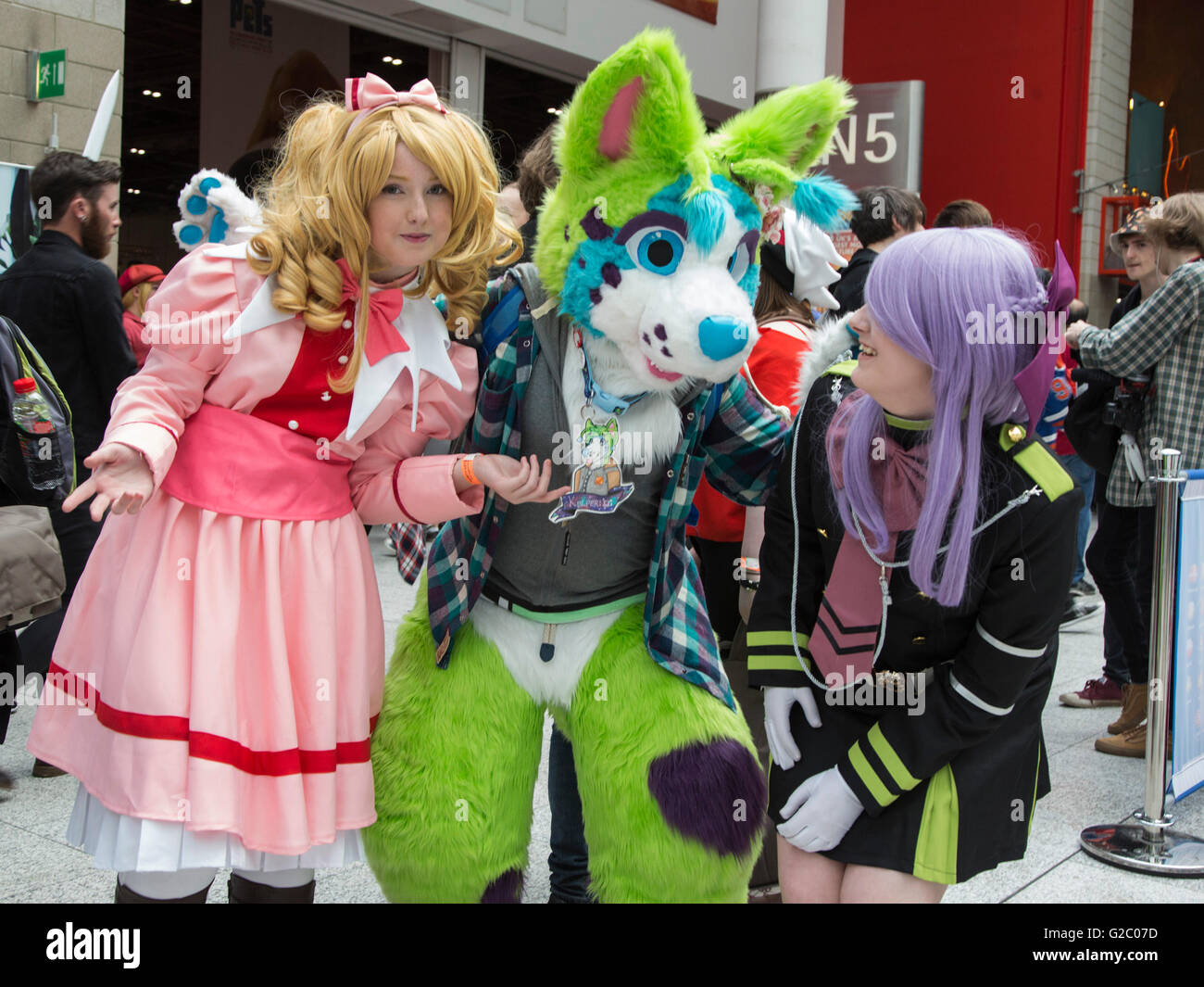 London, UK. 28 May 2016. Cosplayers gather at Excel. The MCM ComicCon ...