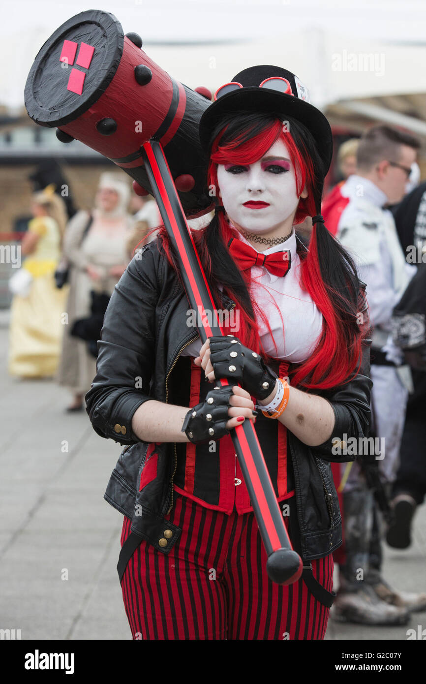 London, UK. 28 May 2016. Cosplayers gather at Excel. The MCM ComicCon ...