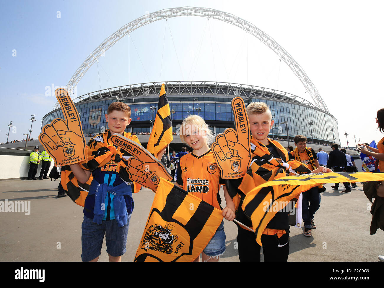 Hull City fans outside the ground before the Championship Play-Off ...