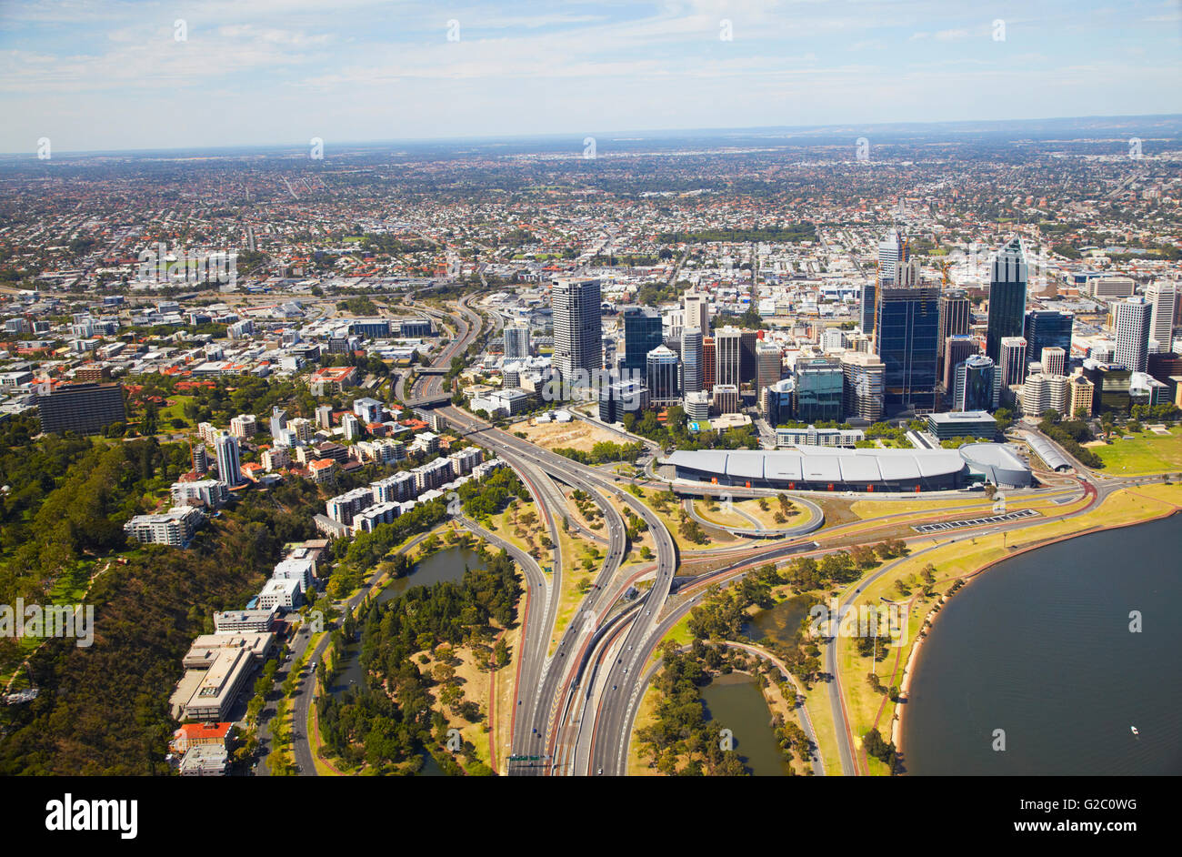 Aerial view of downtown Perth, Western Australia, Australia Stock Photo ...