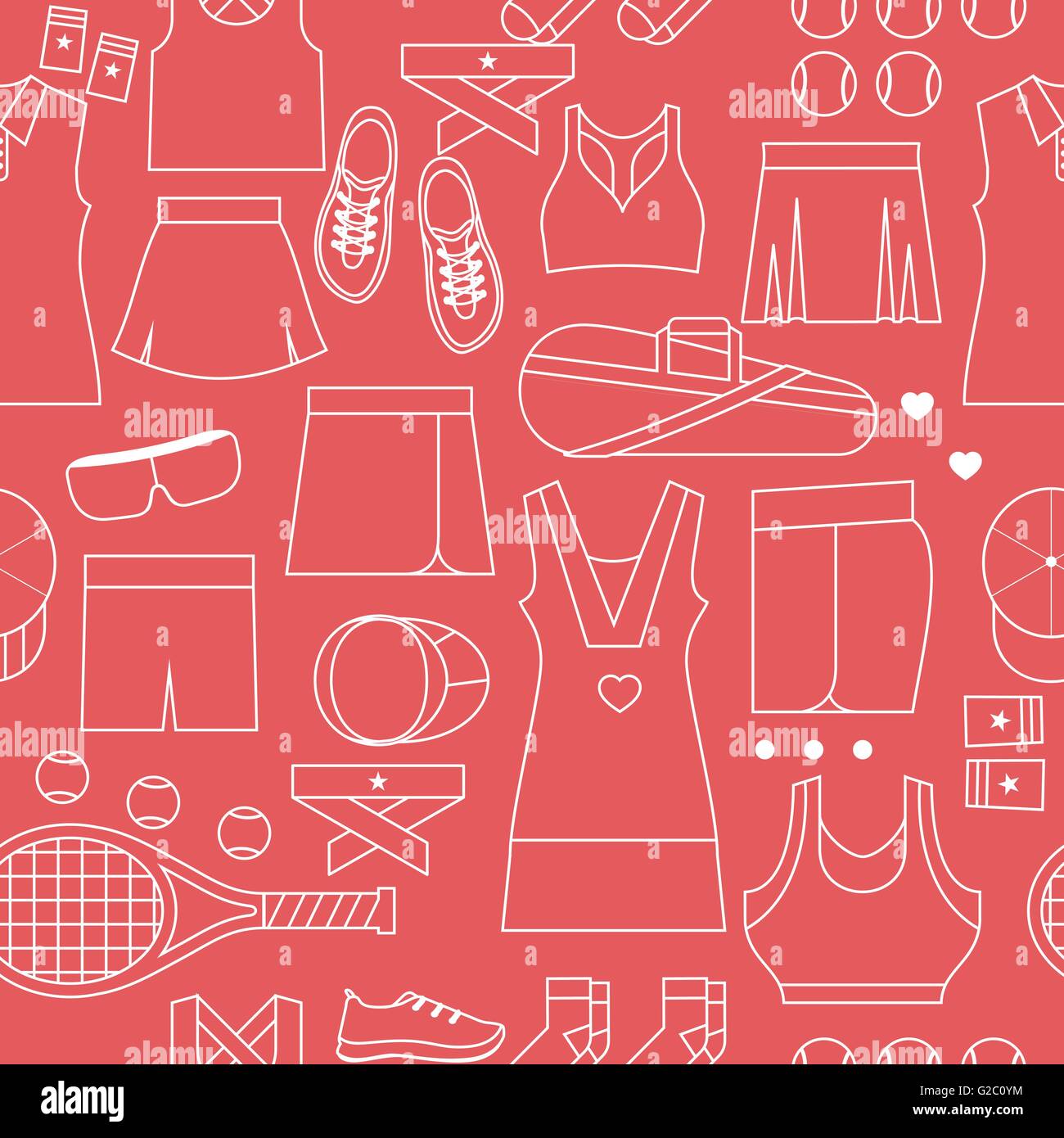 Tennis Women Apparel Seamless Pattern Vector Illustration Stock Vector ...