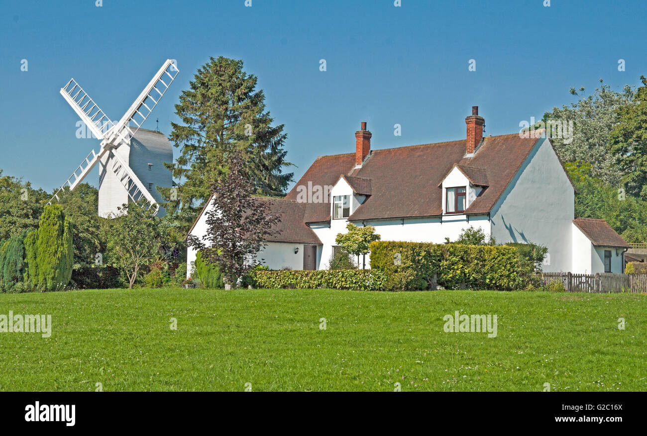 Finchingfield, Cottage and Wind MIll, Essex, England Stock Photo - Alamy