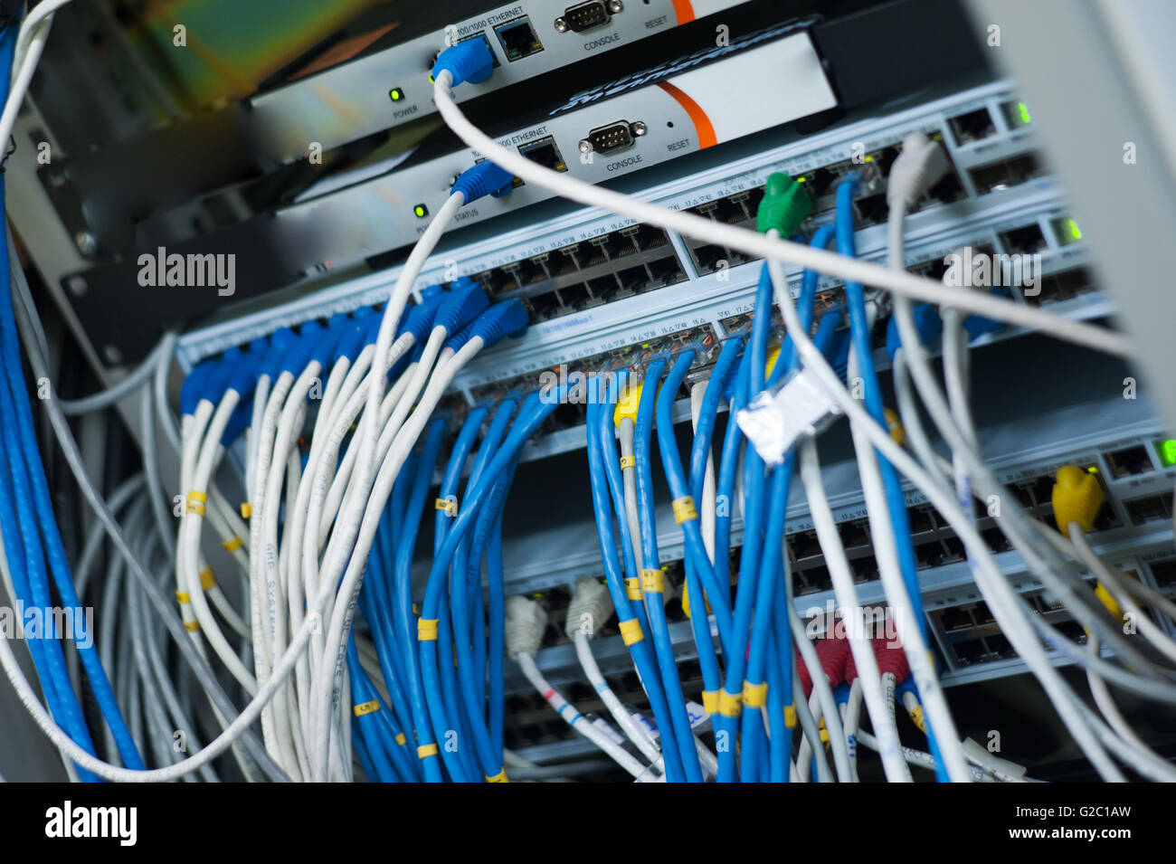 An Lan cable in network room dept of field technic Stock Photo - Alamy