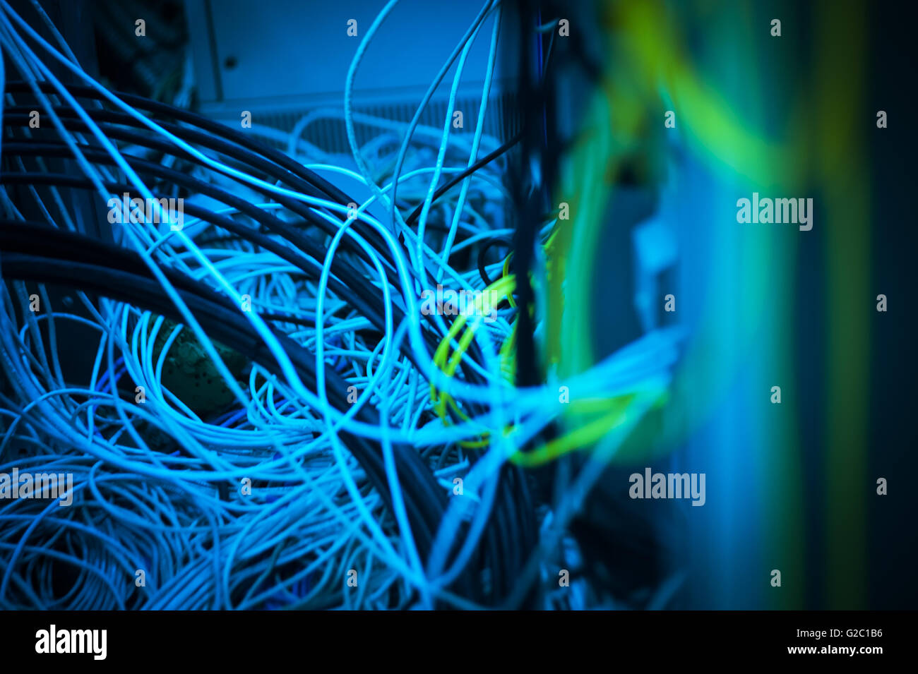 An Lan cable in network room dept of field technic Stock Photo - Alamy