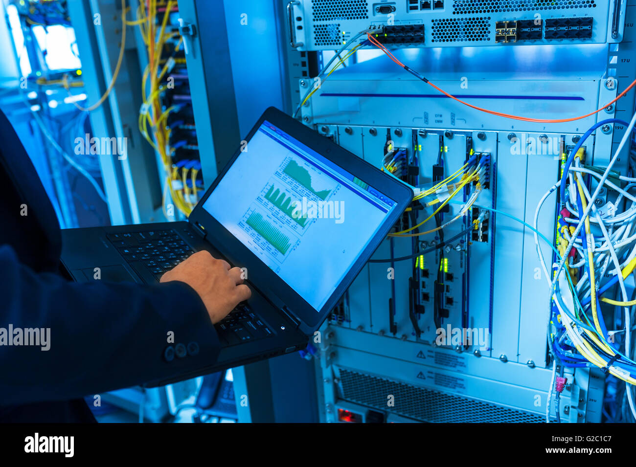 Fix network switch in data center room Stock Photo - Alamy