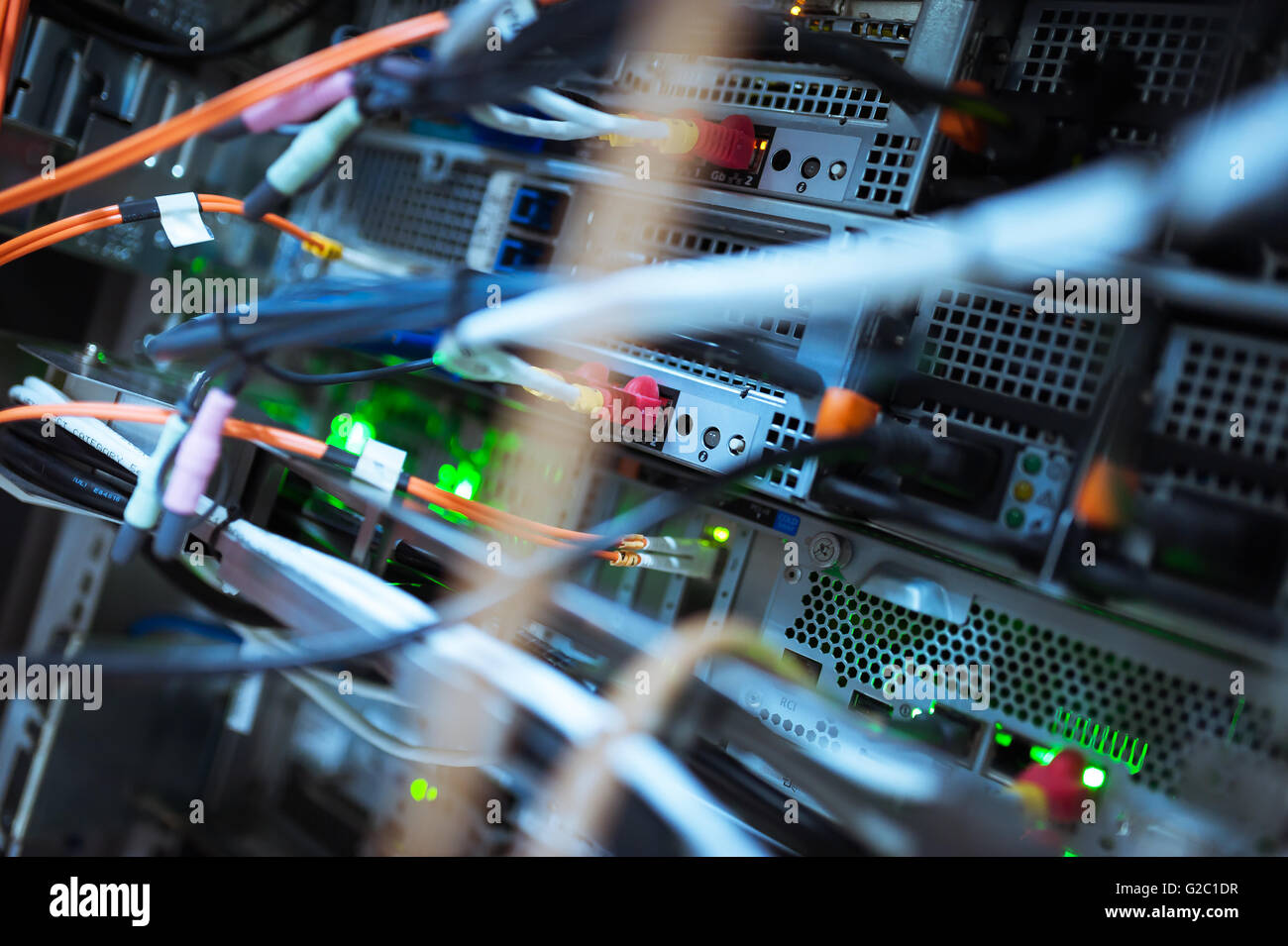 An Lan cable in network room dept of field technic Stock Photo - Alamy